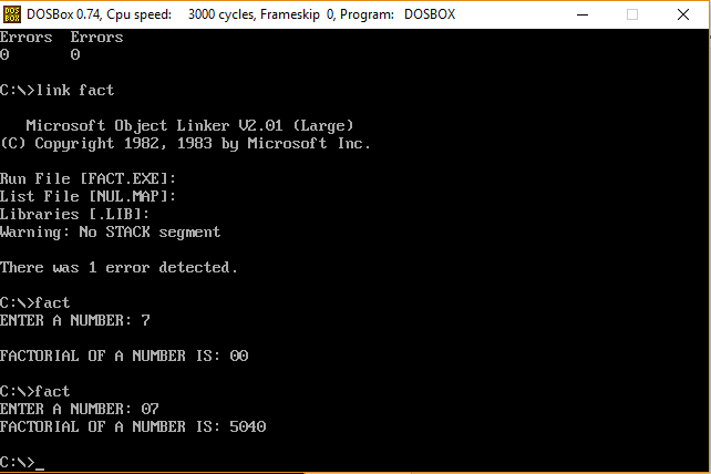 Assembly Program To Find Factorial Of A Two-Digit Number – CODE BUGS